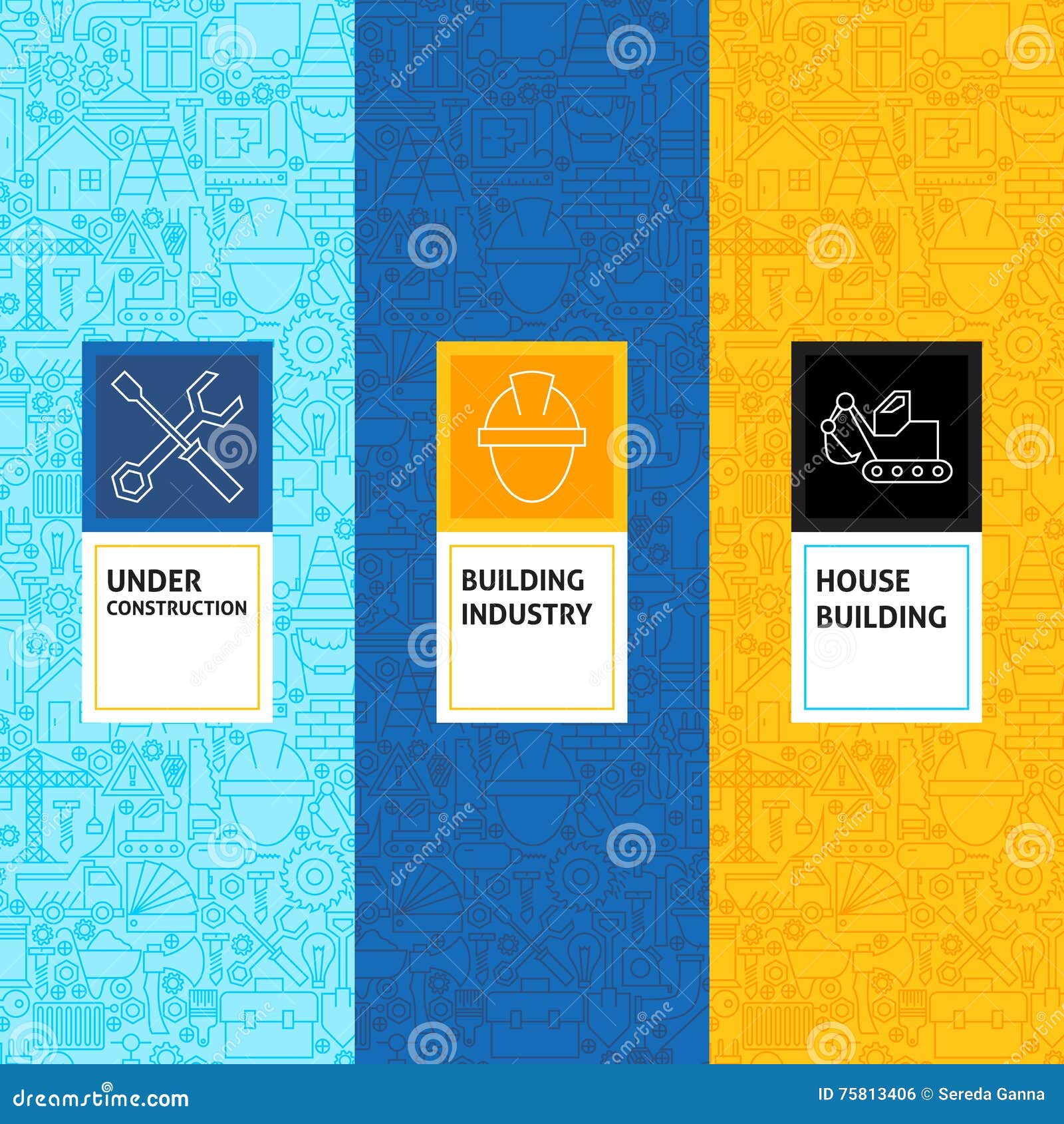 Line Construction Patterns Set Stock Vector - Illustration of logo ...