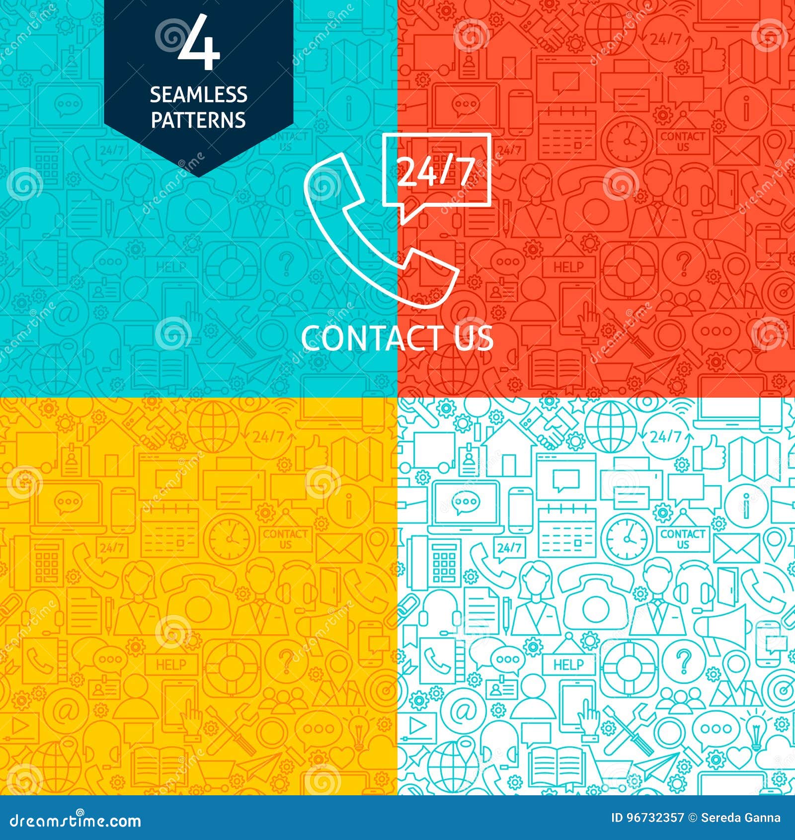 Line Contact Us Patterns stock vector. Illustration of color - 96732357