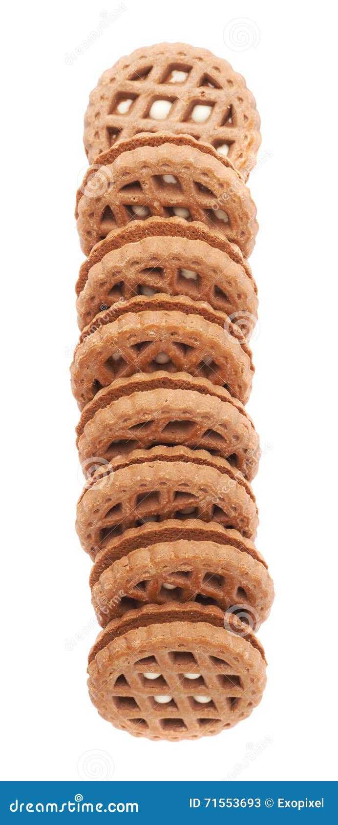 Line of Cookies Isolated Over the White Background Stock Image - Image ...