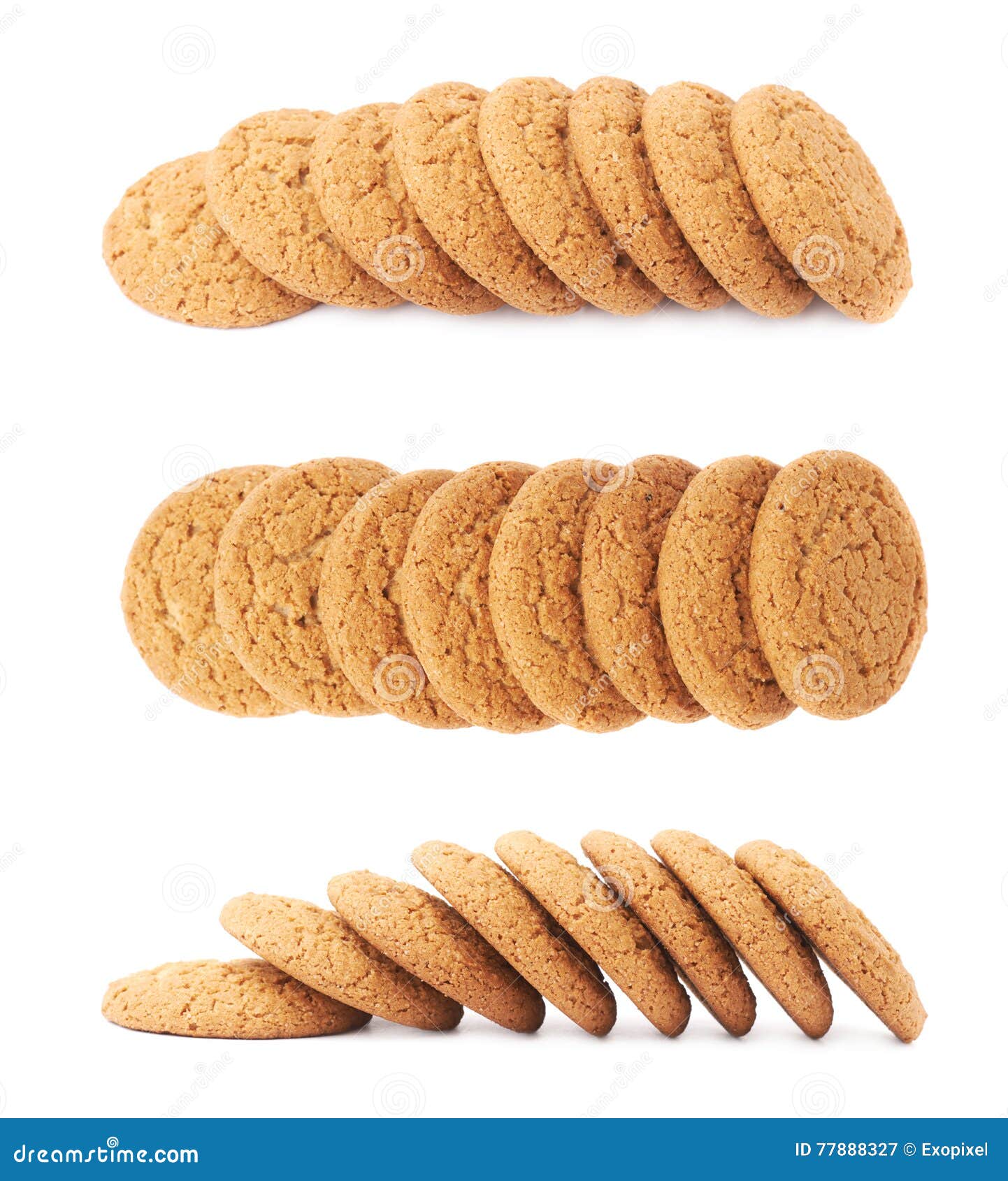 Line of Cookies Isolated Over the White Background Stock Image - Image ...