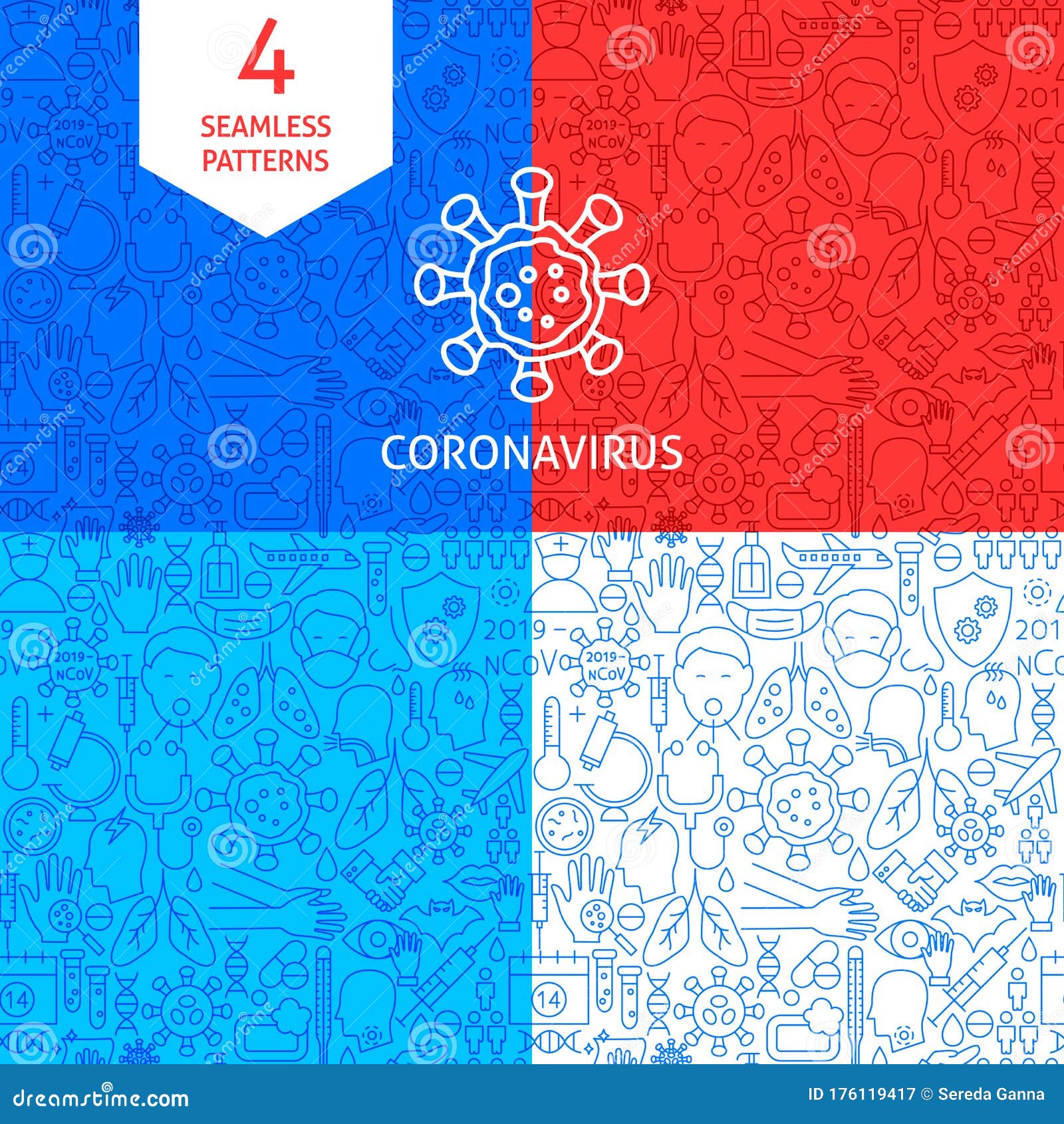 Line Coronavirus Patterns stock vector. Illustration of illness - 176119417