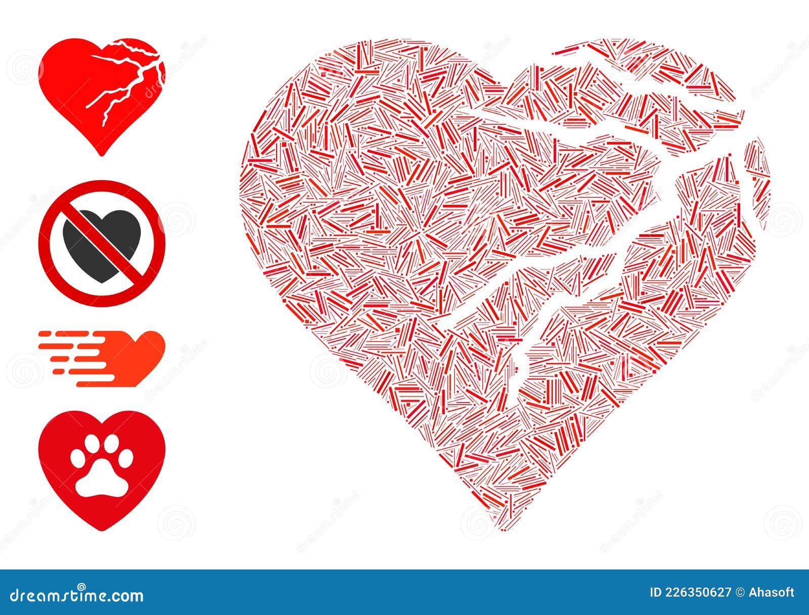 Line Corrupted Love Heart Icon Vector Mosaic Stock Vector ...