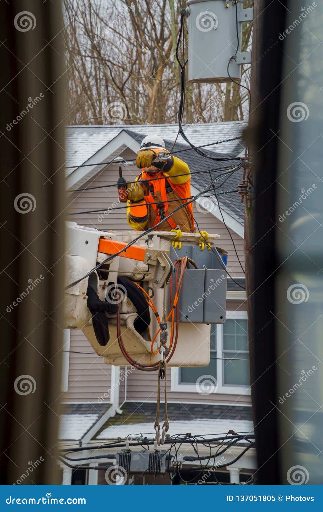 Line Crews Make Repairs Long after a Snow Storm Stock Image - Image of ...