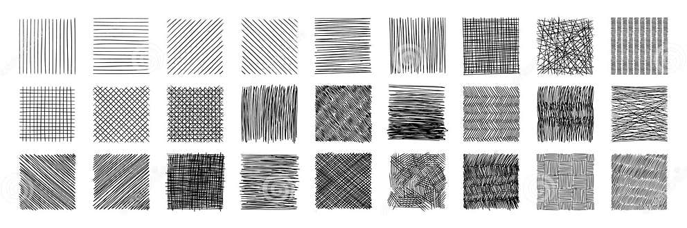 Line Crosshatch Patterns from Simple To Complex, Stock Illustration ...