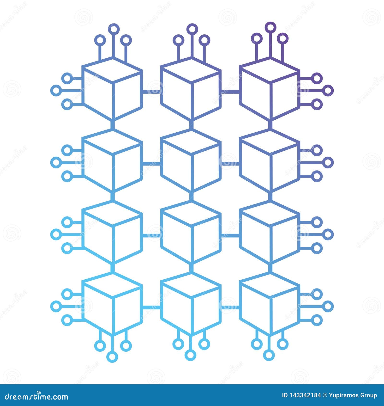 Line Cubes Circuits Power Electric Stock Vector - Illustration of ...