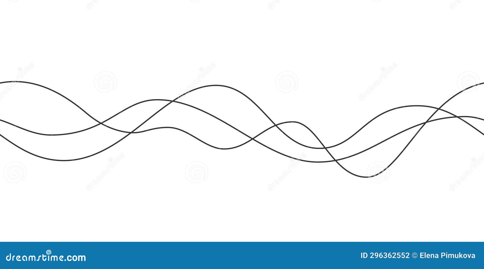 Line Curve Waves. Thin Wavy Line Seamless Pattern. Abstract Dynamic ...