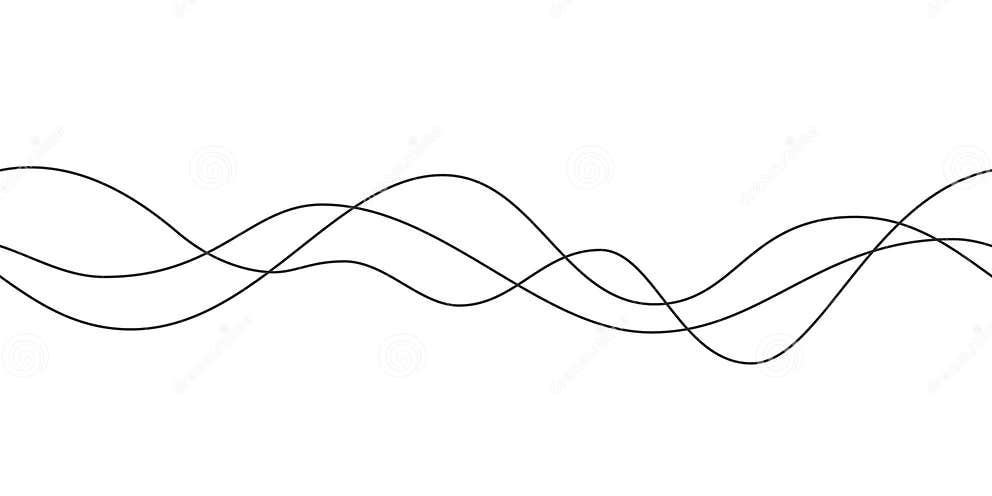 Line Curve Waves. Thin Wavy Line Seamless Pattern. Abstract Dynamic ...