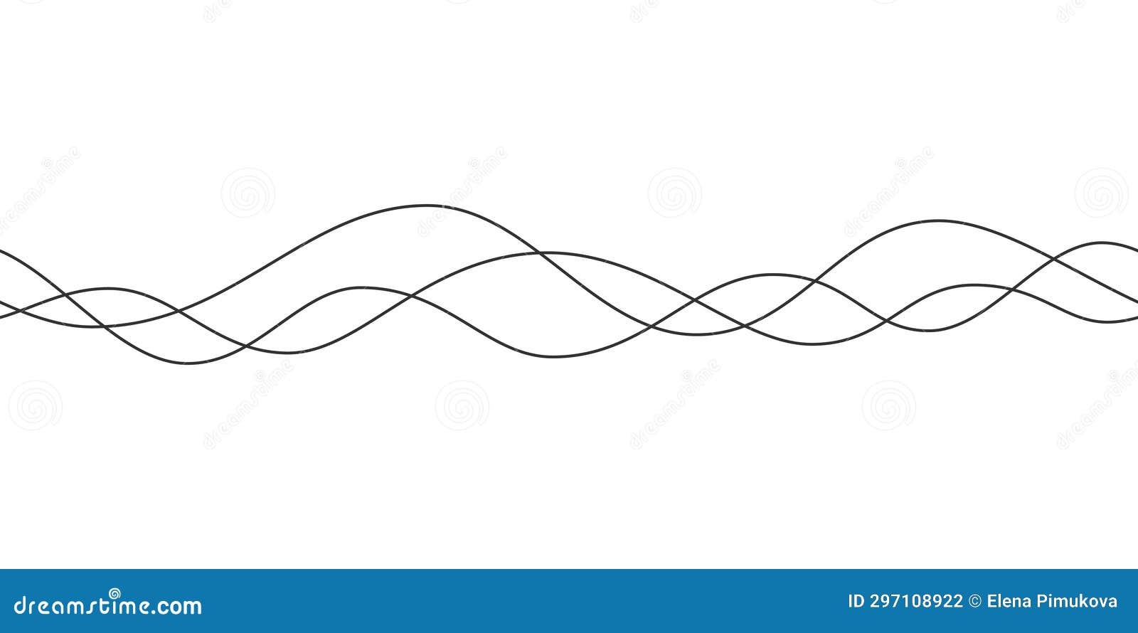 Line Curve Waves. Thin Wavy Line Seamless Pattern. Abstract Dynamic ...
