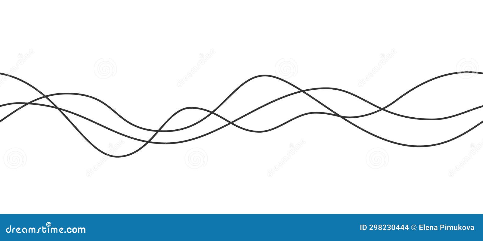 Line Curve Waves. Thin Wavy Line Seamless Pattern. Abstract Dynamic ...