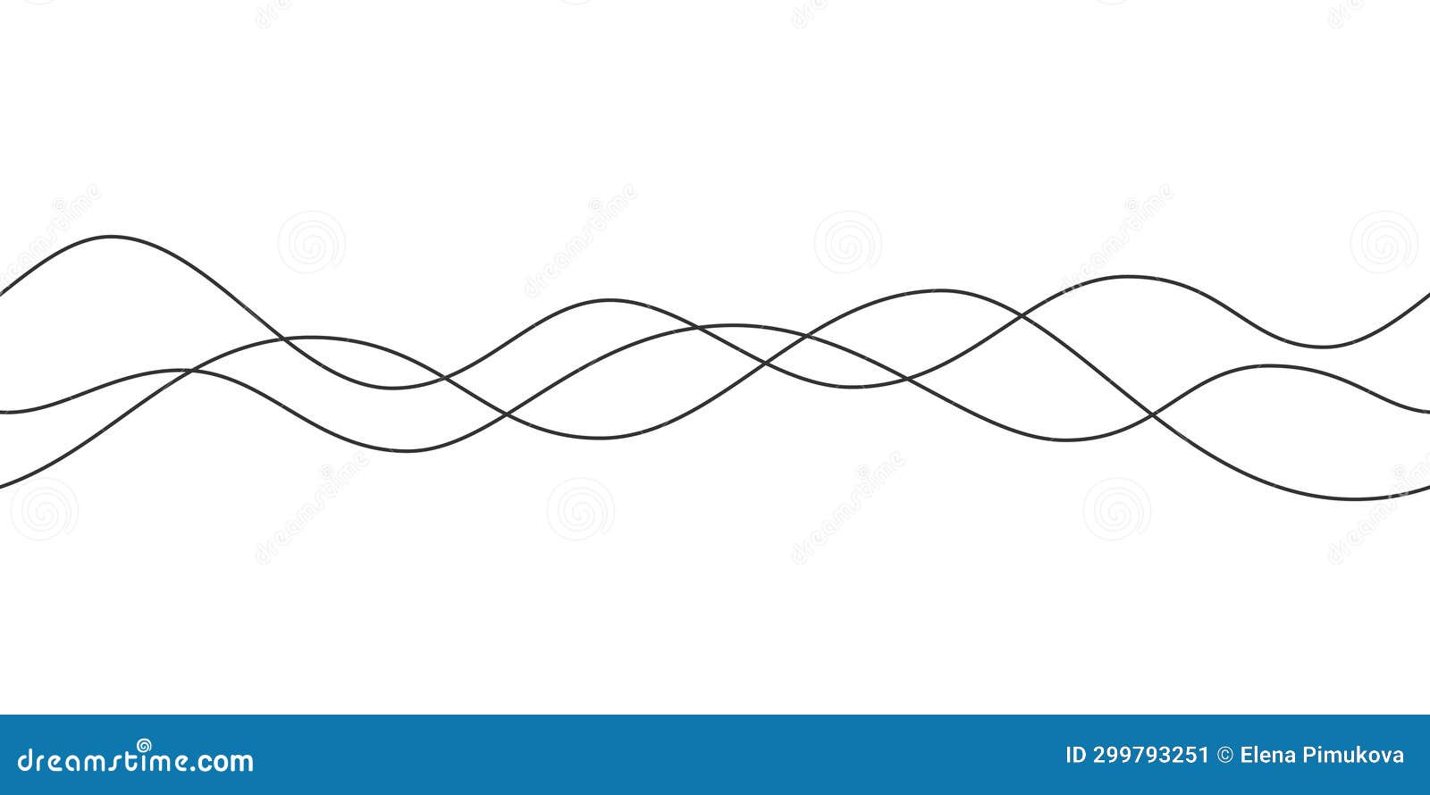 Line Curve Waves. Thin Wavy Line Seamless Pattern. Abstract Dynamic ...