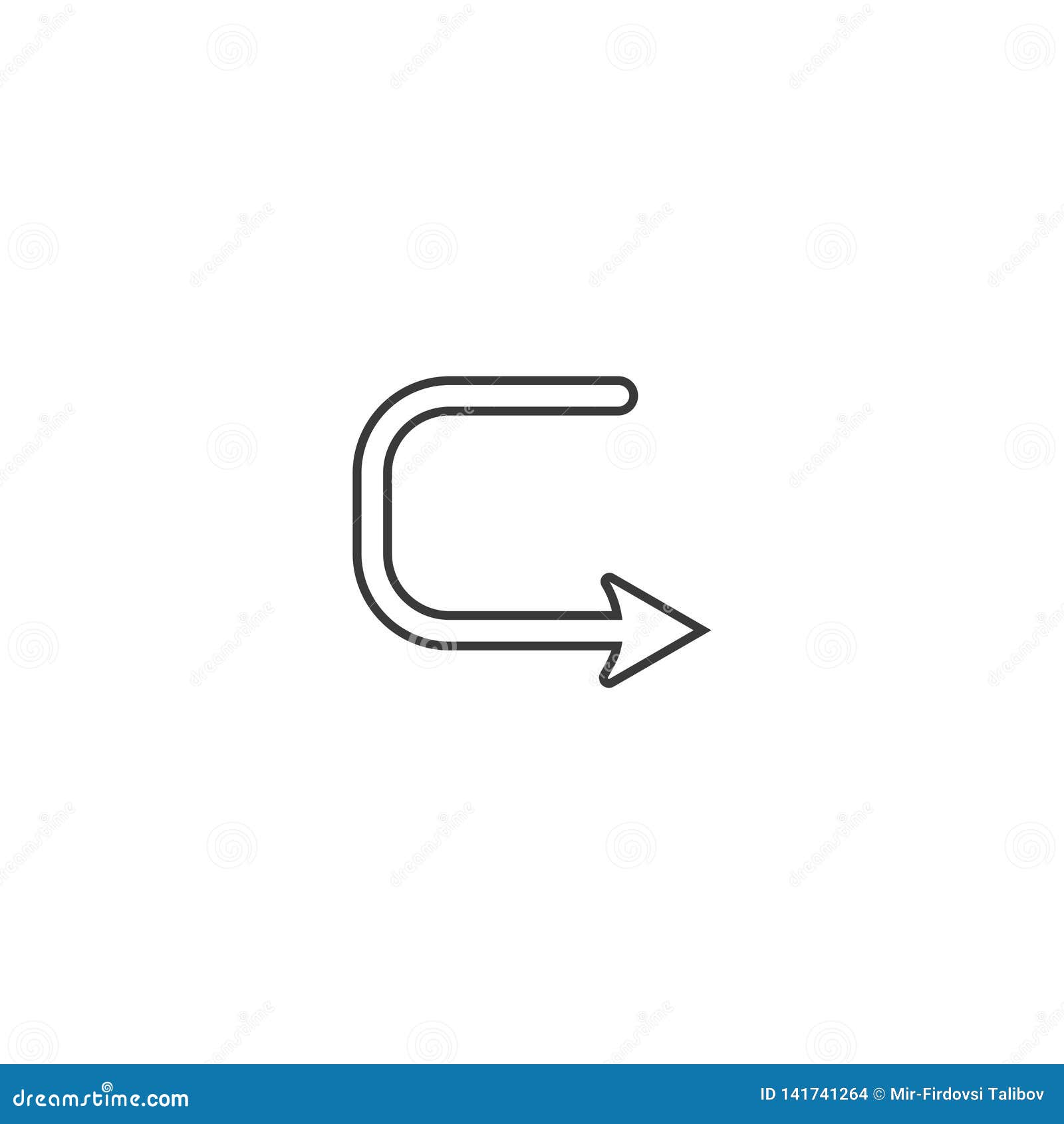Line Curved Arrow Icon Vector. Curve Arrow Icon Stock Illustration ...
