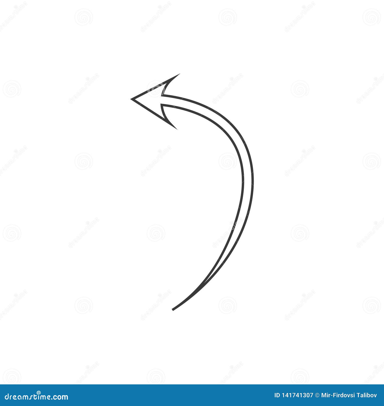 Line Curved Arrow Icon Vector. Curve Arrow Icon Stock Illustration ...