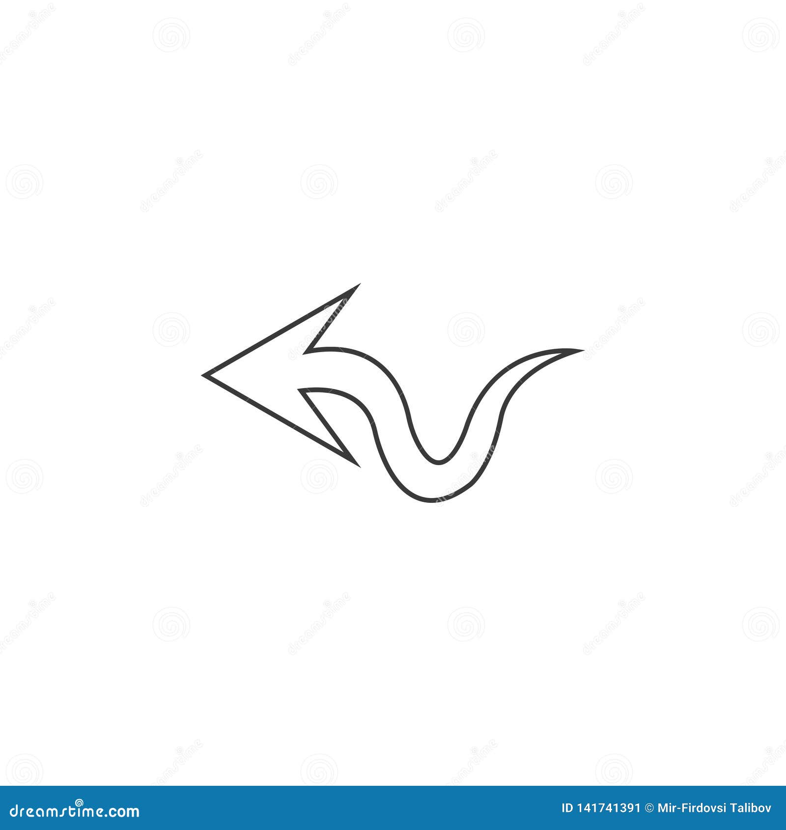 Line Curved Arrow Icon Vector. Curve Arrow Icon Stock Illustration ...