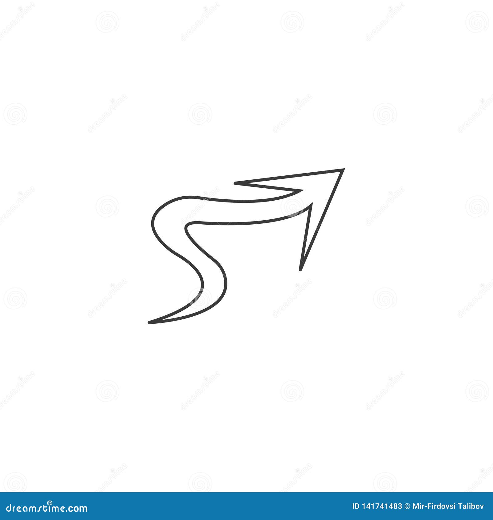 Line Curved Arrow Icon Vector. Curve Arrow Icon Stock Illustration ...