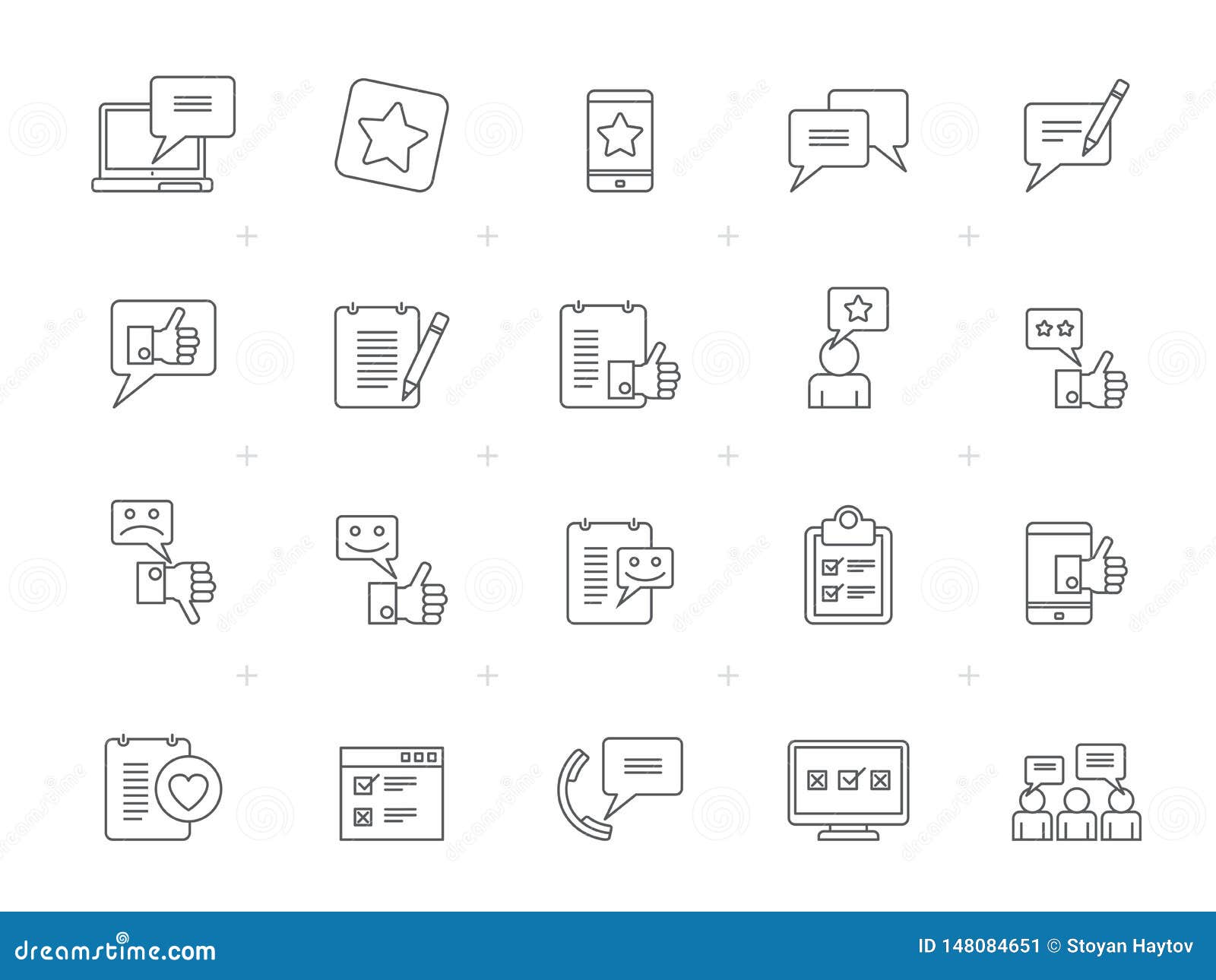 Line Customer, Management and Feedback Icons Stock Vector ...