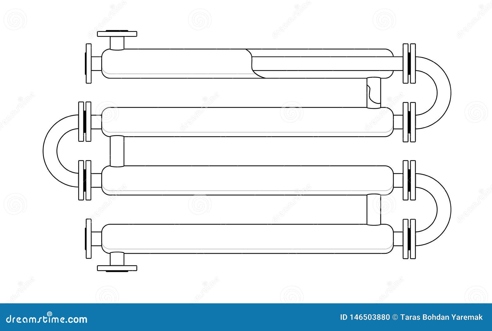 Line Cut Double Pipe Heat Exchanger. Apparatus For Chemical Processing ...