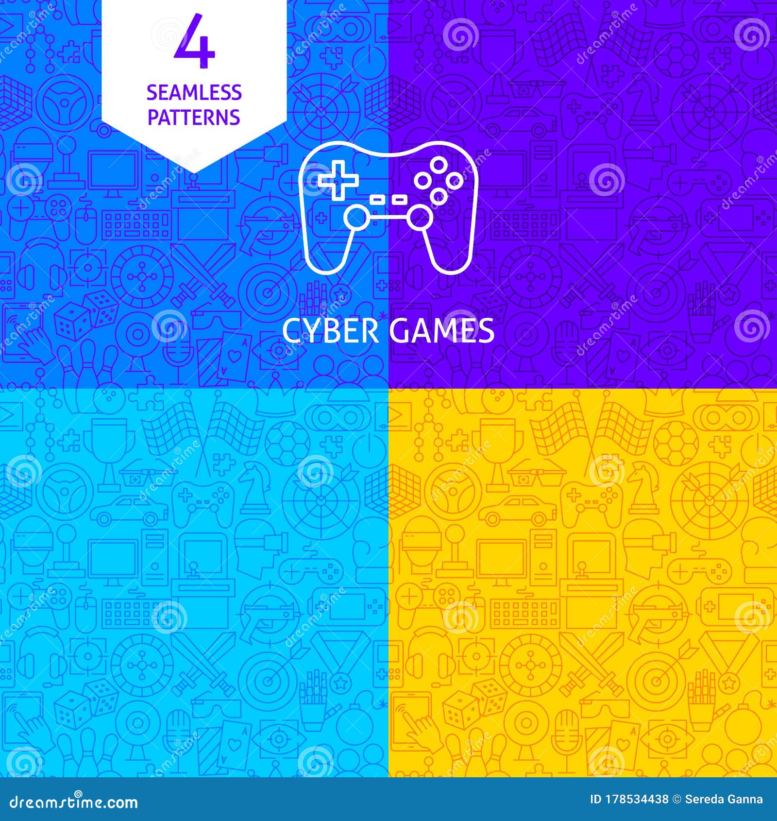 Line Cyber Games Patterns Vector Illustration | CartoonDealer.com ...