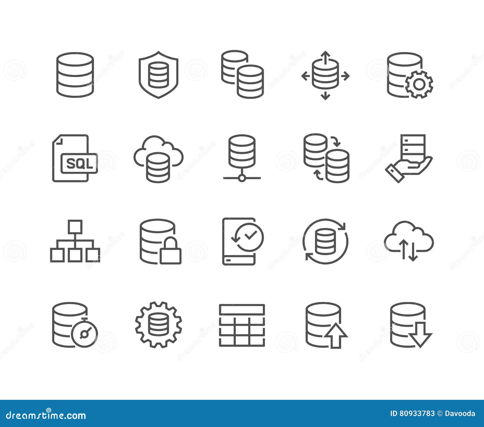 Database Icons. Server Cloud Management Network Processes Security ...