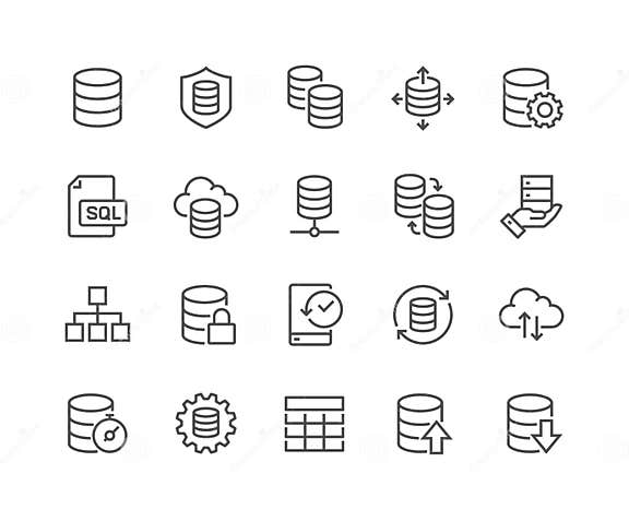 Line Database Icons editorial stock photo. Illustration of icon - 80933783