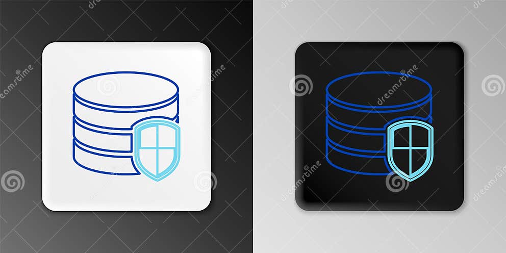 Line Database Protection Icon Isolated on Grey Background. Secure ...