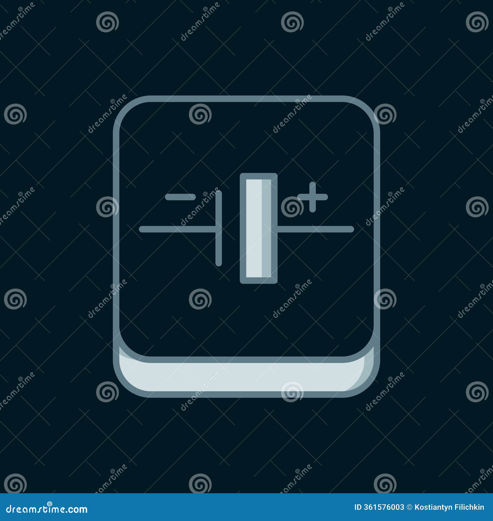 Line DC Voltage Source Icon Isolated on Black Background. Flat Filled ...