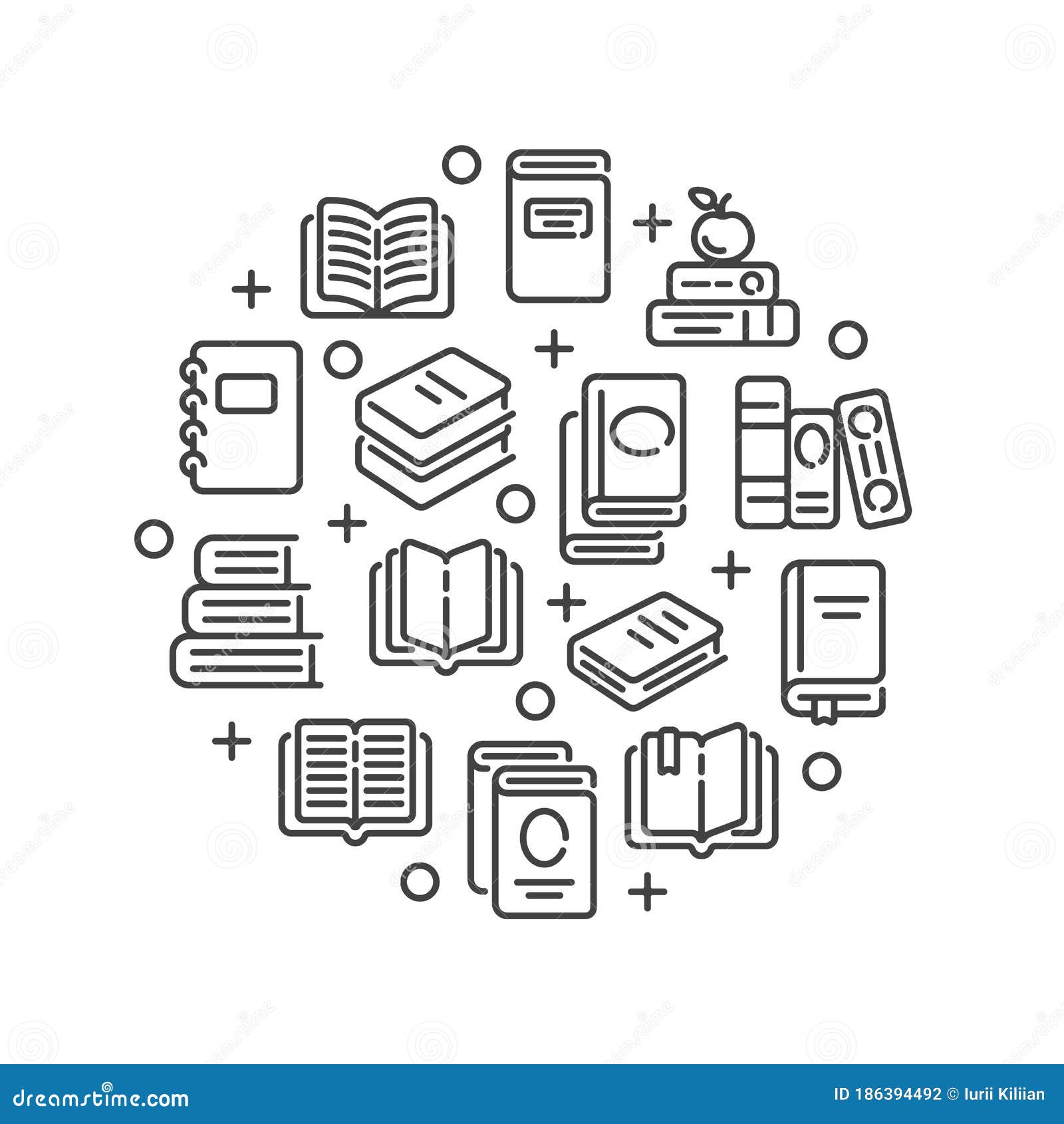 Line Design with Books Elements. Vector Illustration. Stock Vector ...