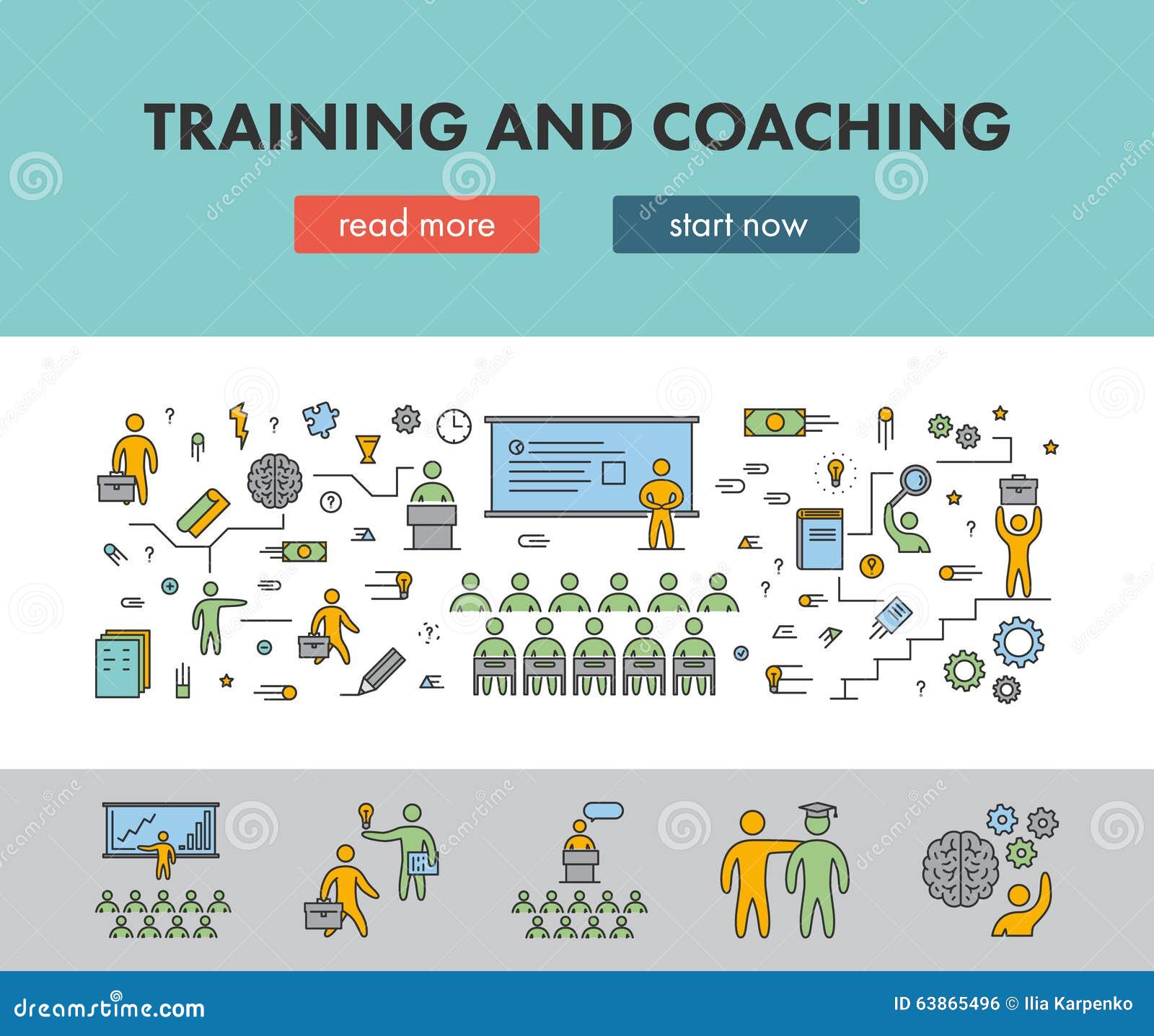 Line Design Concept Banner for Training and Coaching Stock Illustration ...