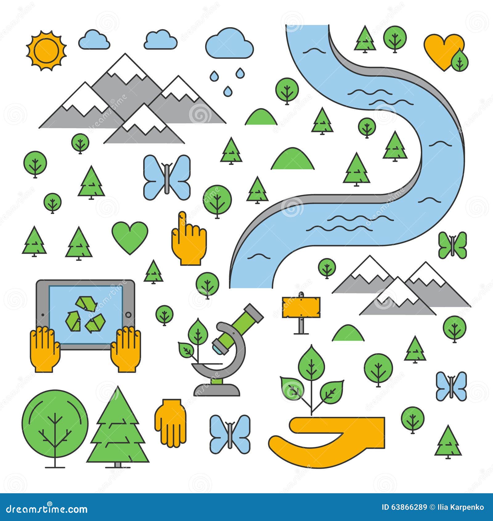 Line Design Concept for Ecology Stock Illustration - Illustration of ...