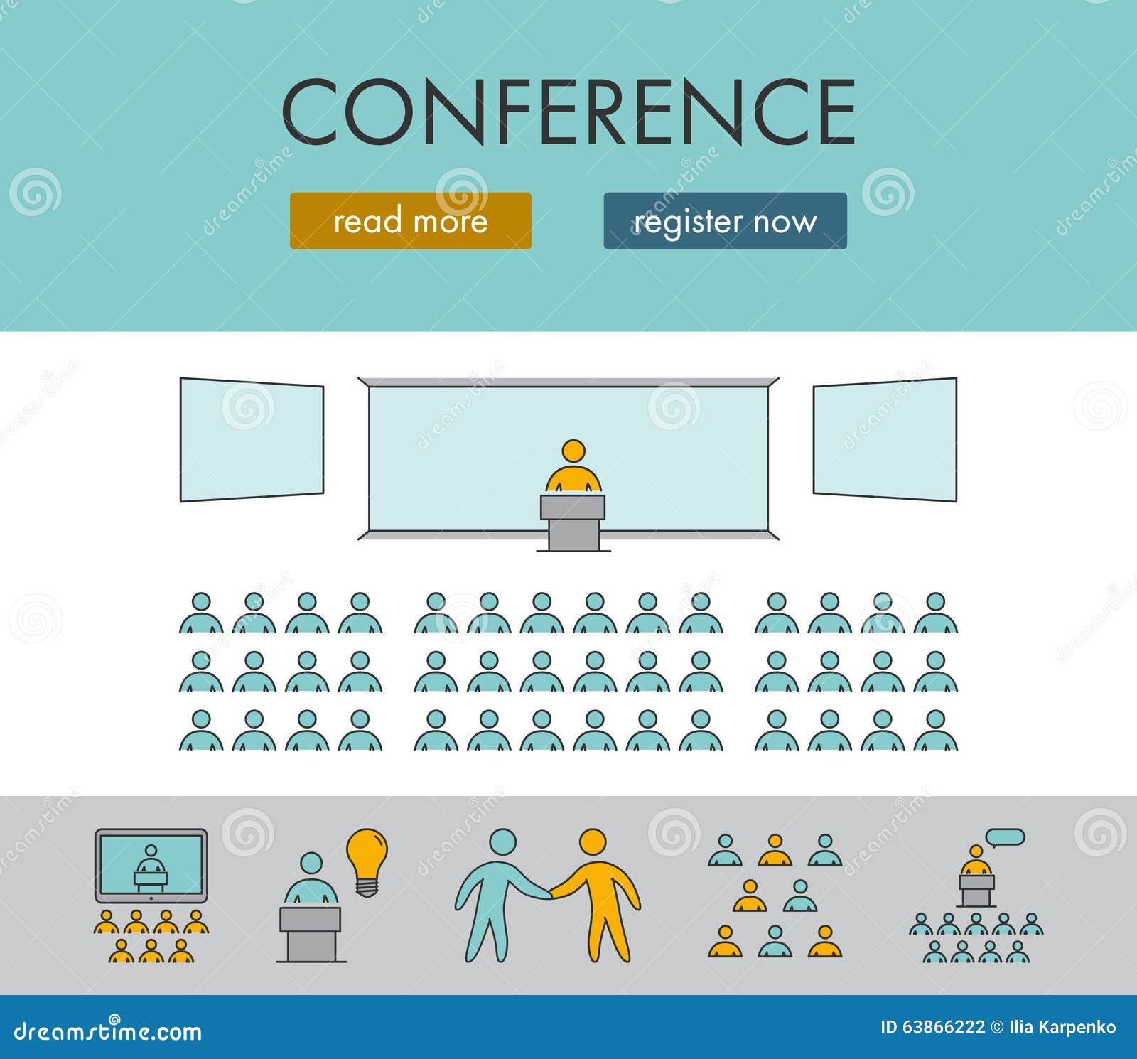 Line Design Concept Horizontal Banner for Conference Stock Illustration ...