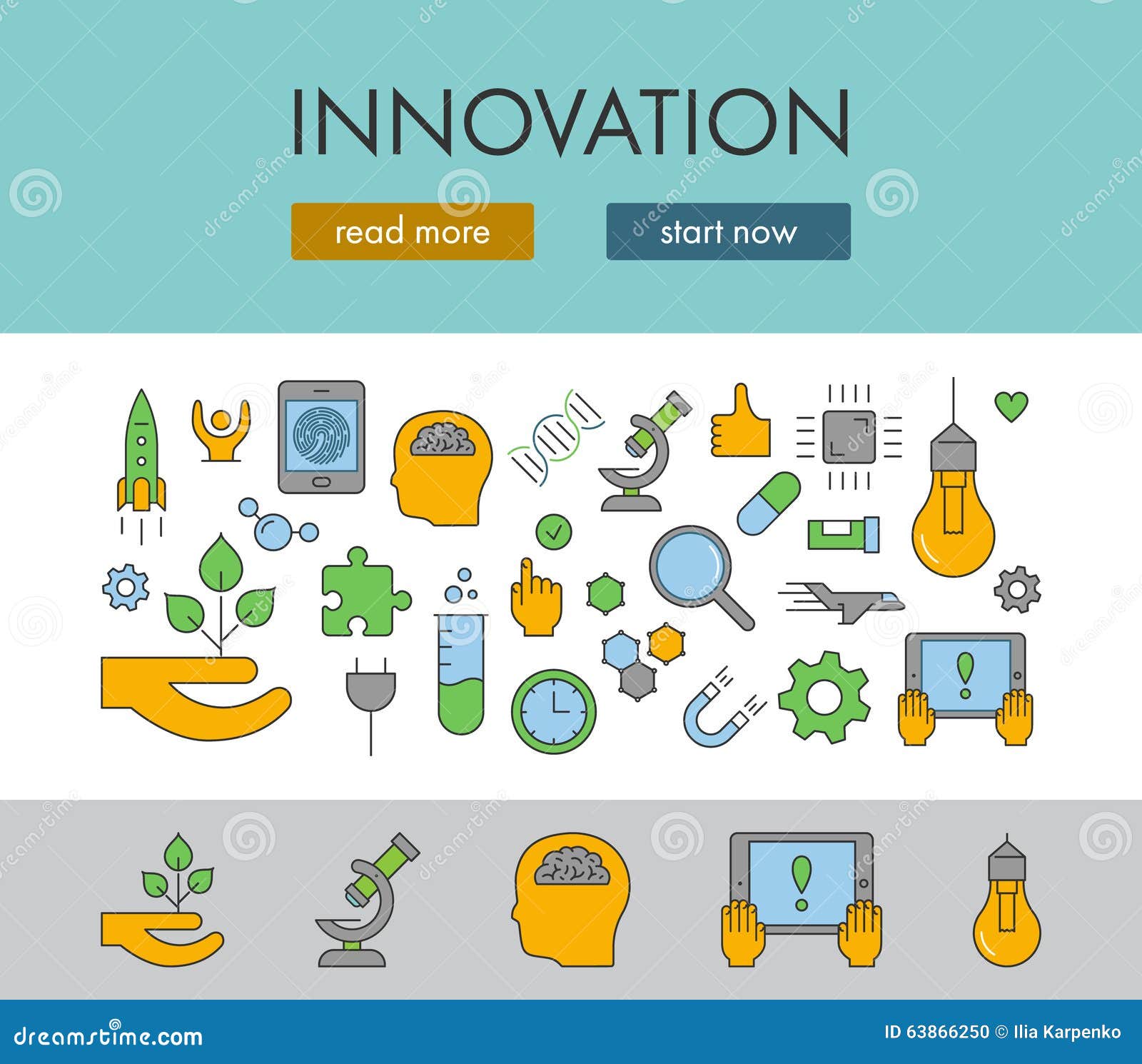Line Design Concept Horizontal Banner for Innovation Stock Illustration ...