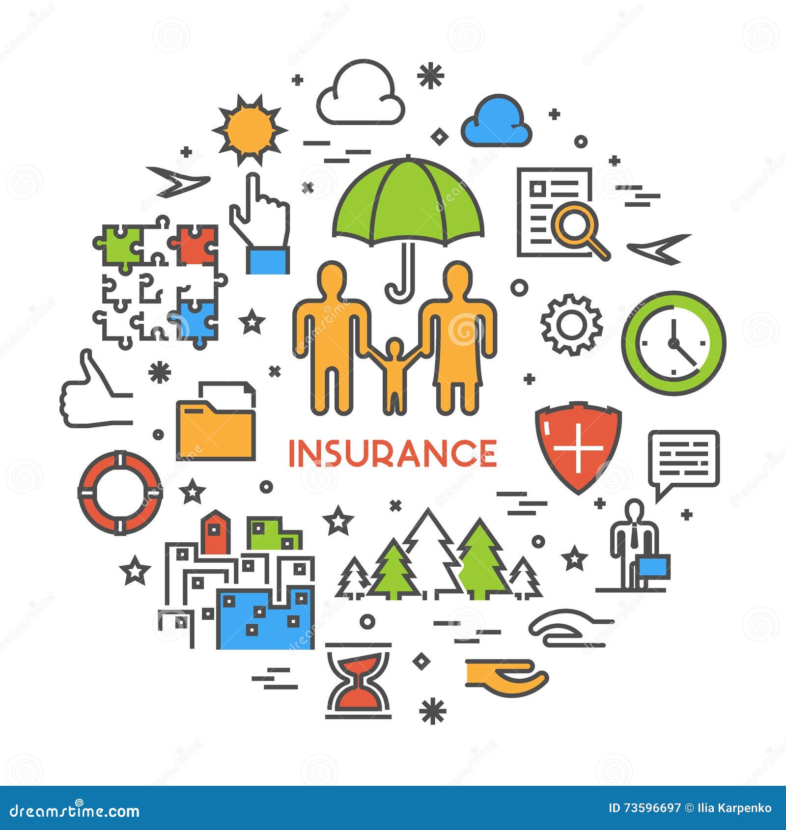 Line Design Concept for Life Insurance Stock Illustration ...