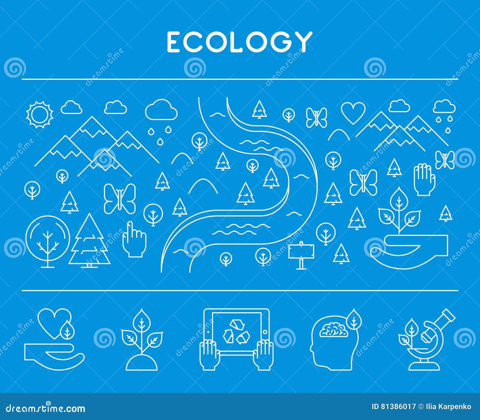 Line Design Concept Web Banner for Ecology. Stock Illustration ...
