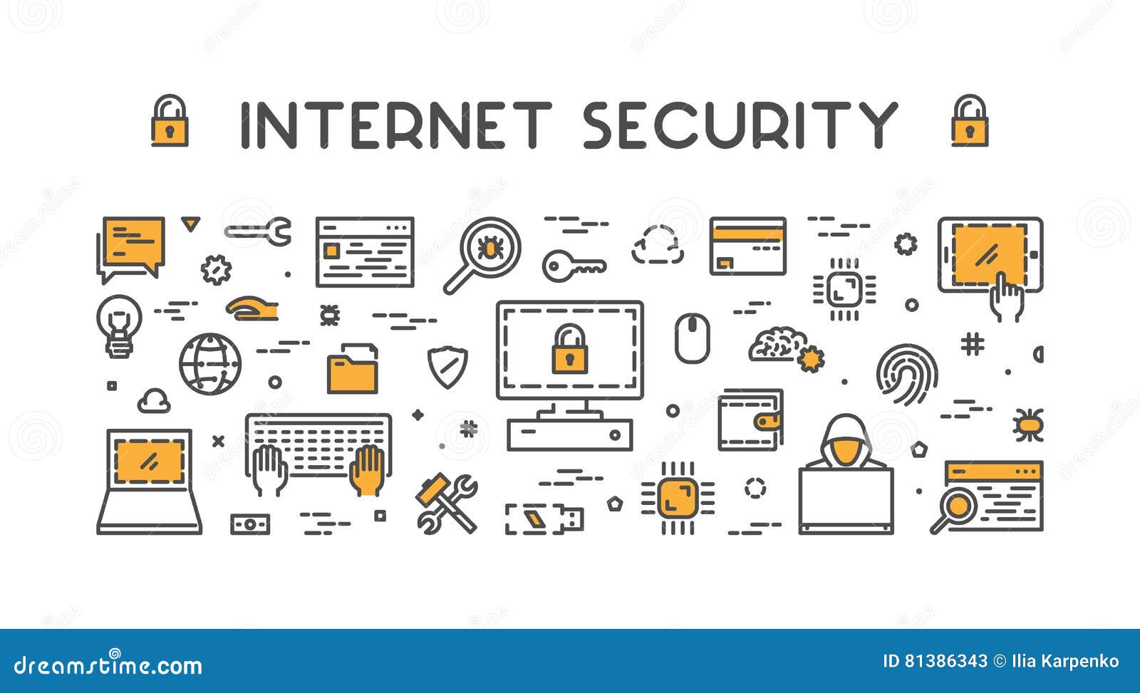 Horizontal Cyber Security Technology Futuristic Template Background ...