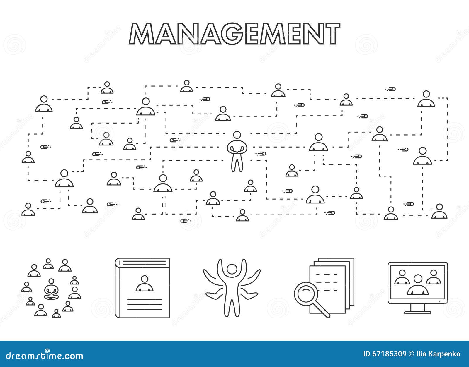 Line Design Concept Web Banner for Management Team. Stock Illustration ...
