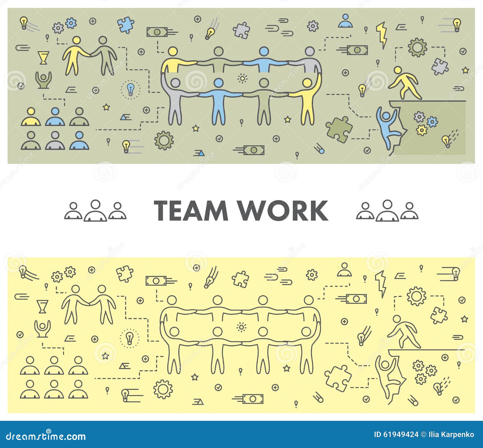Line Design Concept Web Banner for Team Work Stock Illustration ...
