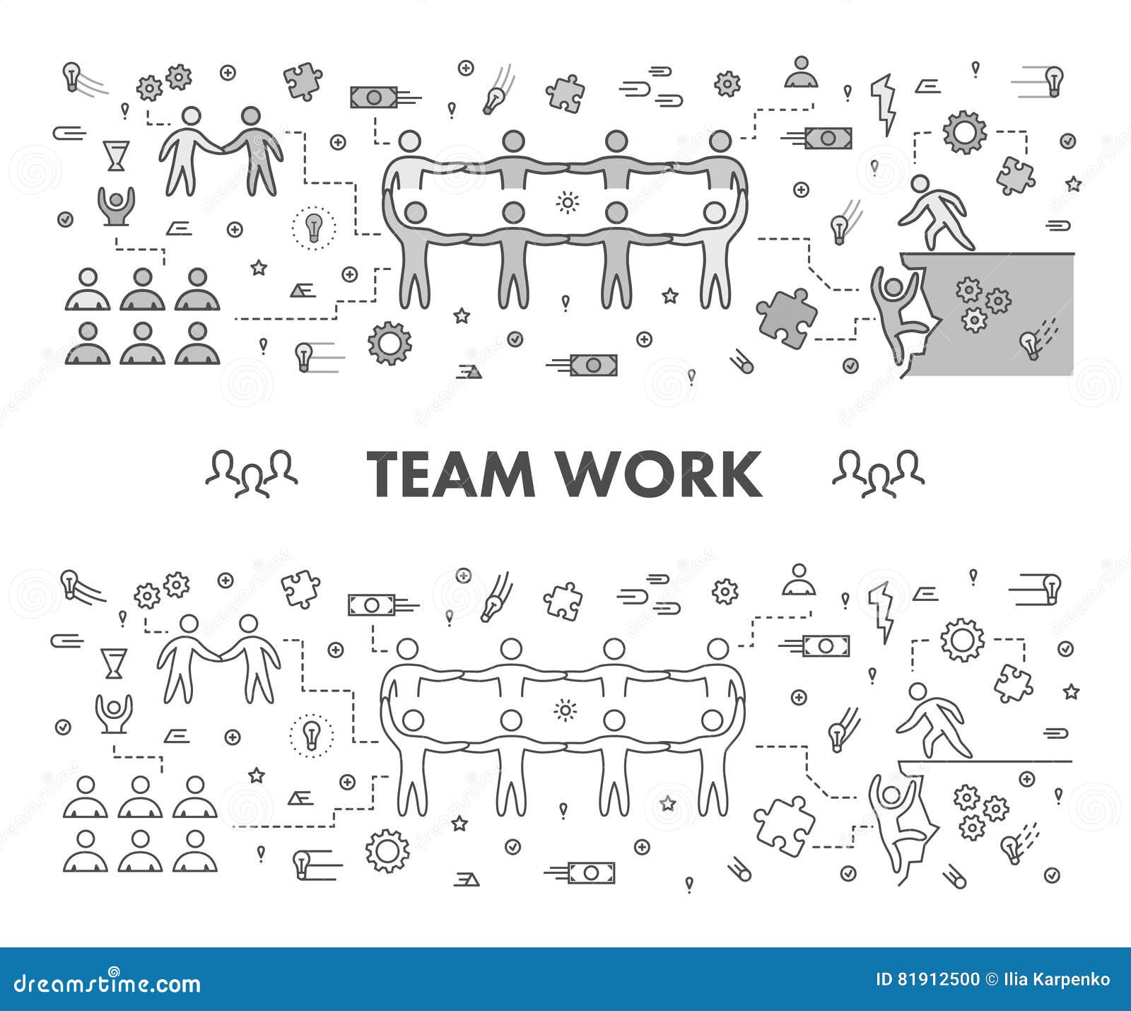 Line Design Concept Web Banner for Team Work Stock Illustration ...
