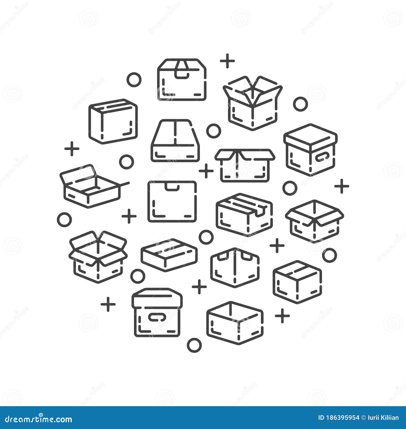 Line Design with Delivery, Send Box or Package Elements. Vector ...