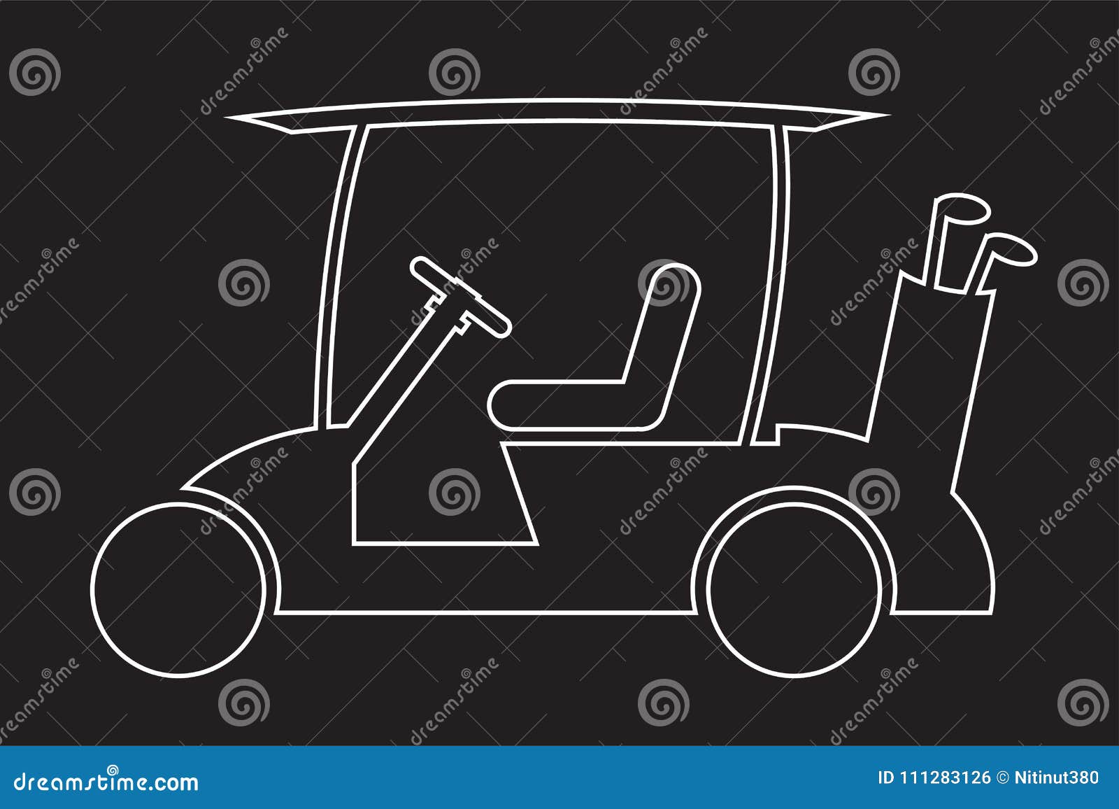 Line Design of Golf Cart or Golf Car Icon Vector Stock Illustration ...