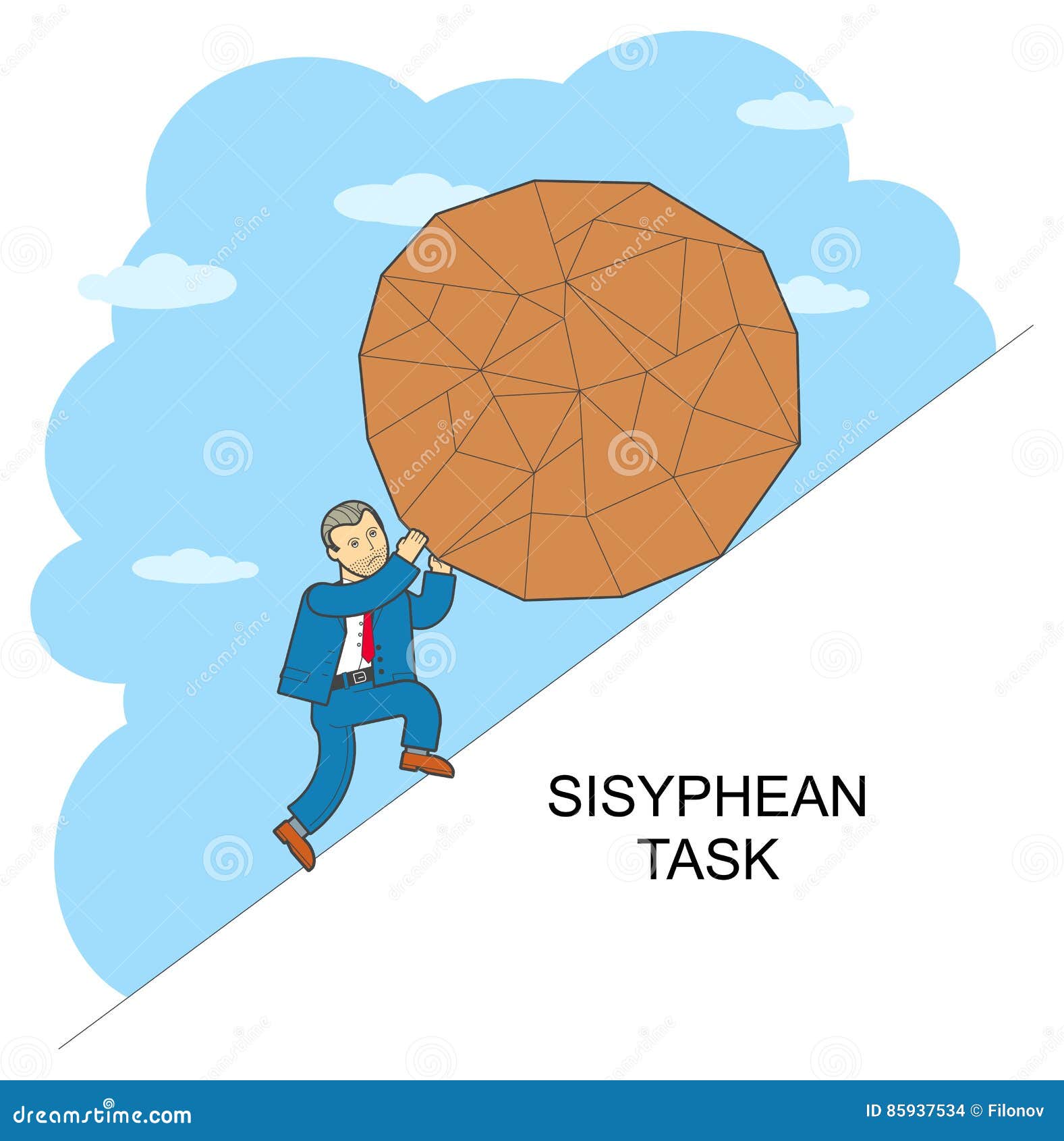 Line design Sisyphus stock vector. Illustration of pointless - 85937534