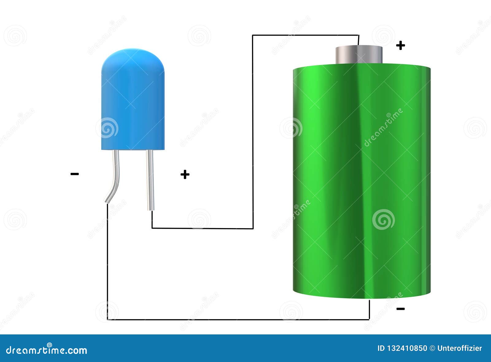 A Line Diagram of a Light Emitting Diode and a Battery Stock ...