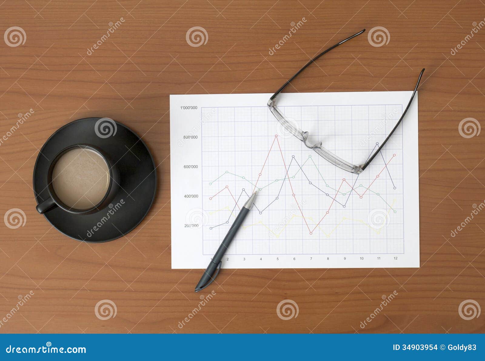 Line Diagram on the Worktable Stock Photo - Image of black, graph: 34903954