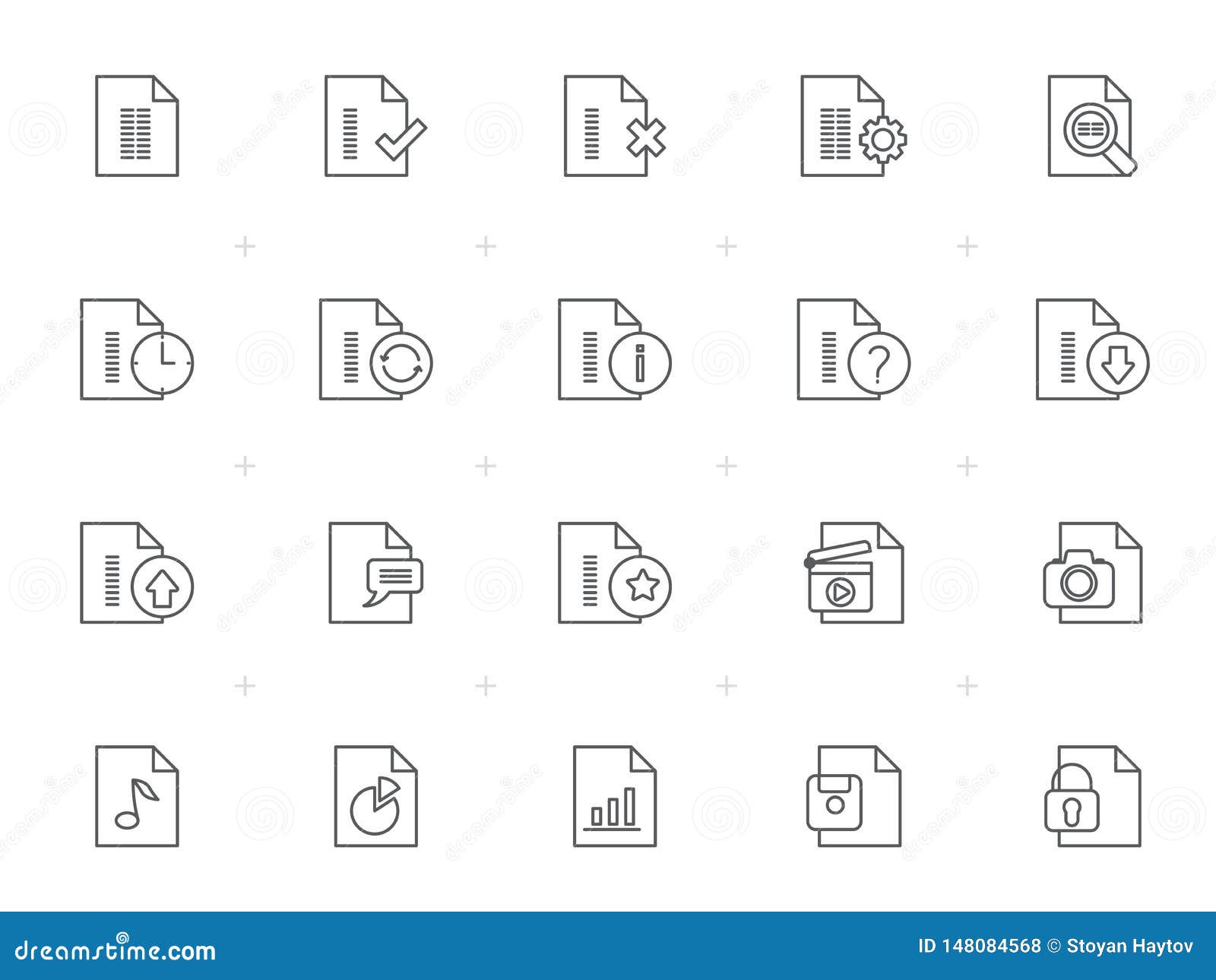 Line Different Kind of Document and File Icons Stock Vector ...