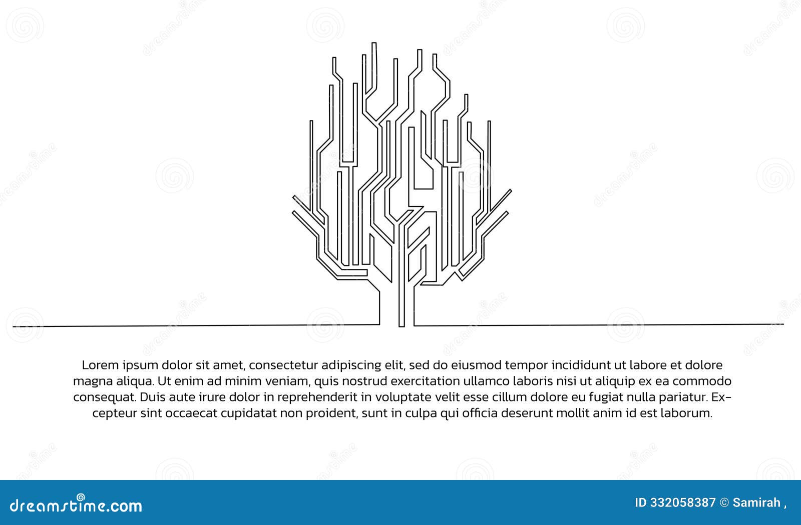 Line Digital Tree Technology Poster Drawing with Frame Stock ...