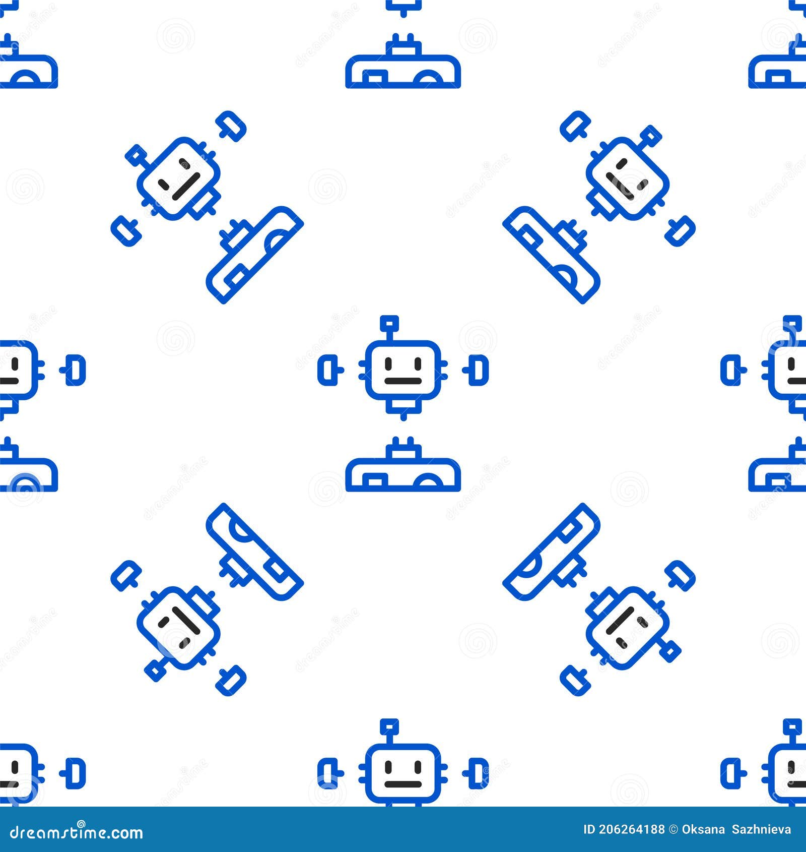 Line Disassembled Robot Icon Isolated Seamless Pattern on White ...