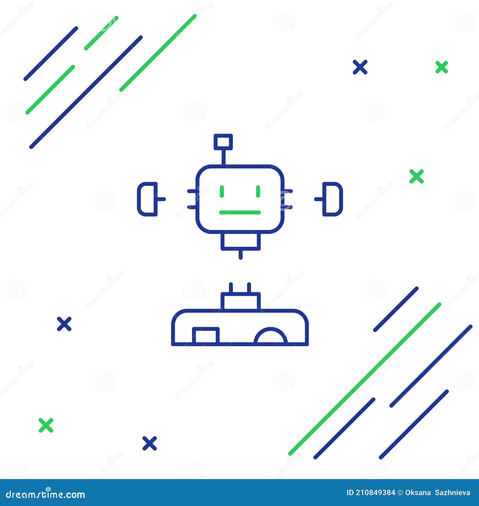 Line Disassembled Robot Icon Isolated on White Background. Artificial ...