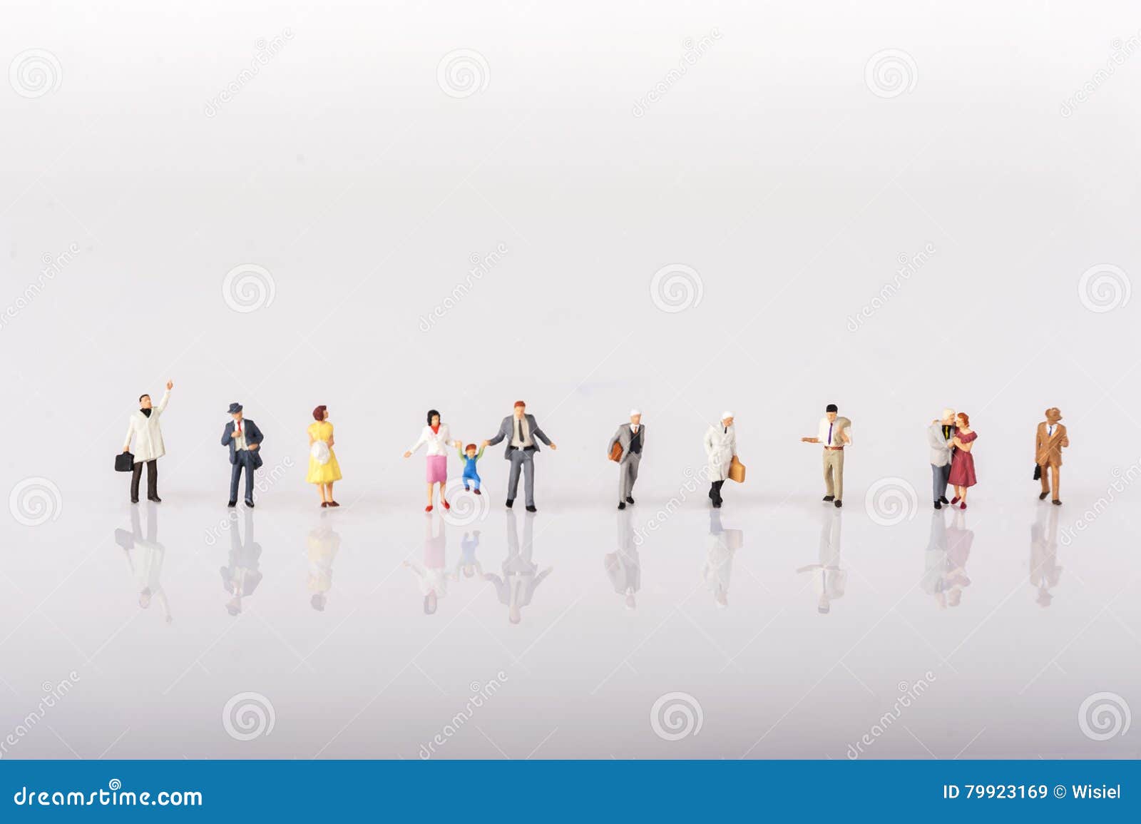 Line of Diverse Tiny Miniature Model People Stock Image - Image of ...