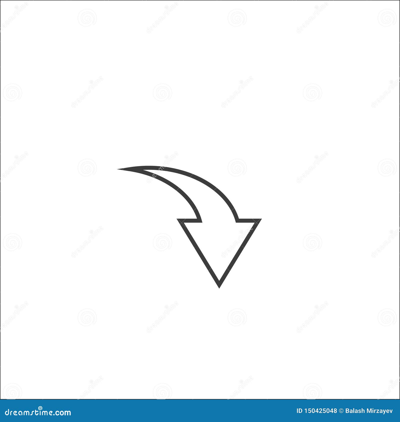 Line down arrow icon. stock vector. Illustration of arrow - 150425048