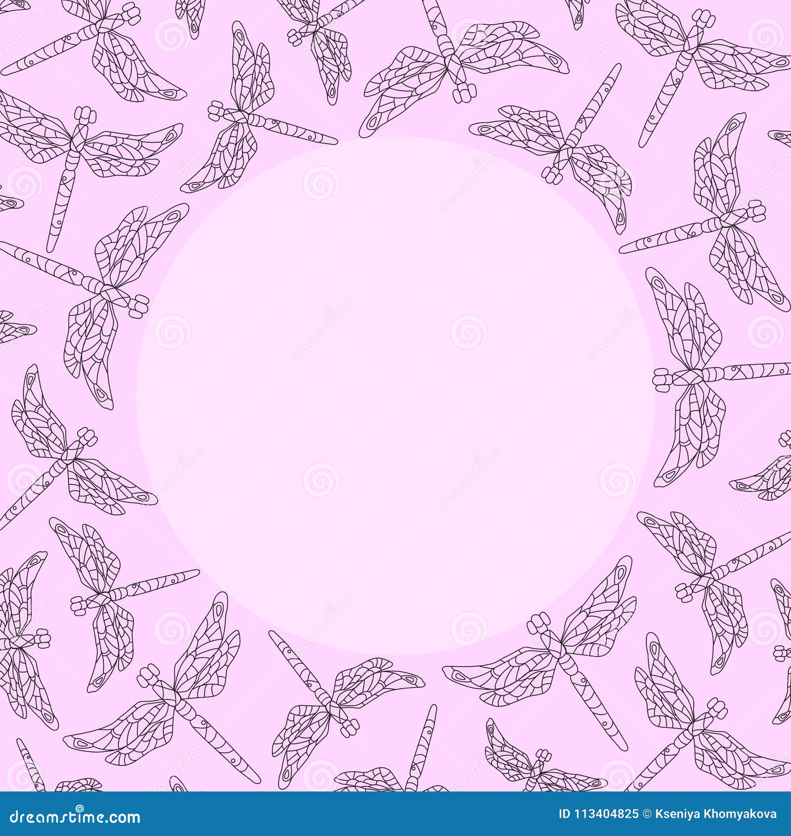 Line dragonfly frame stock vector. Illustration of wallpaper - 113404825