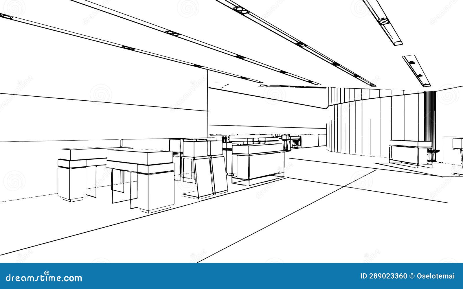 Line Drawing of the Area of the Department Store Hall,3d Rendering ...