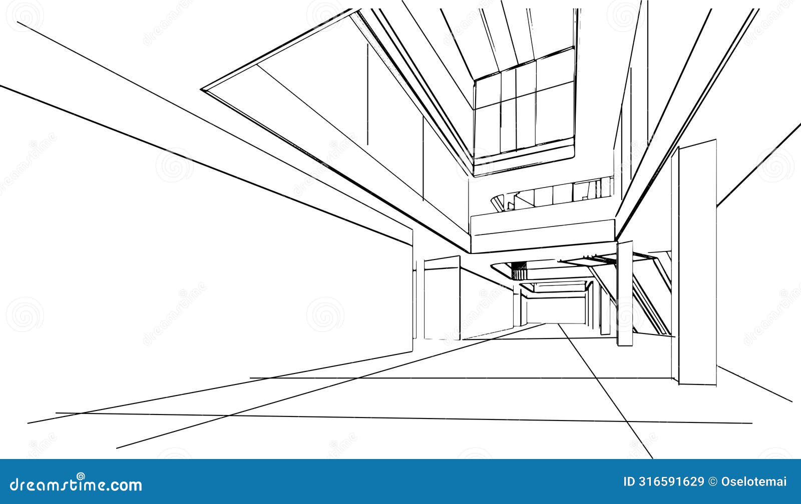Line Drawing of the Area of the Department Store Hall,3d Rendering ...